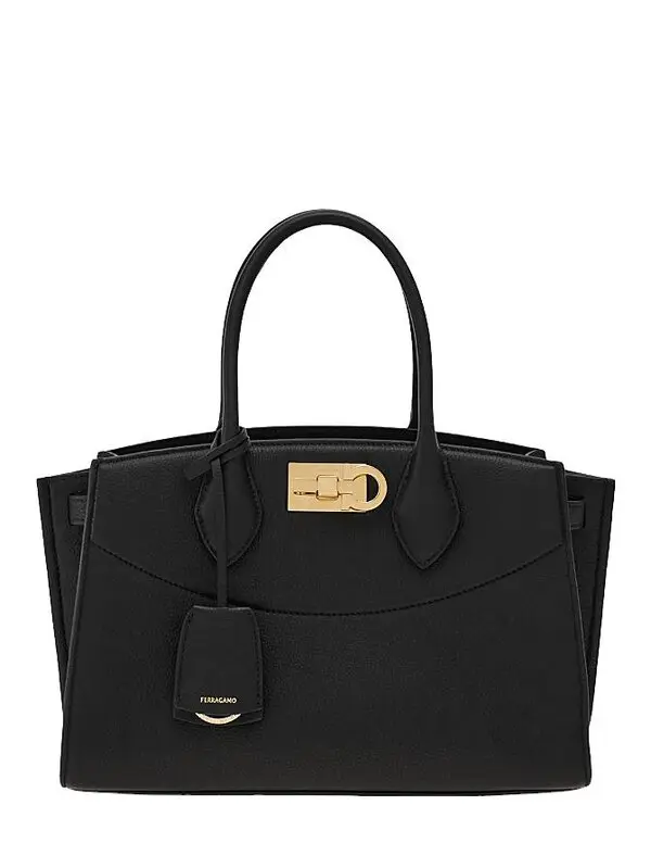 FERRAGAMO Studio Medium Leather Handbag - Nero