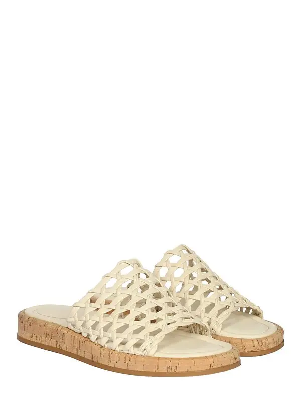 JELAVU Cloud Woven Leather Cork Slide Sandal - Ivory