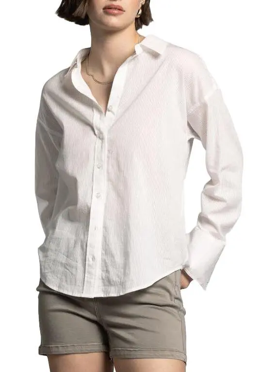 WEEKEND LOS ANGELES Maxime Stripe Button-up Shirt - Blanc