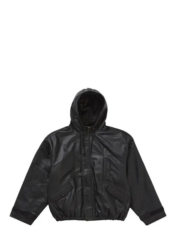 Supreme Marithé + François Girbaud Hooded Leather Flight Bomber Jacket - Black