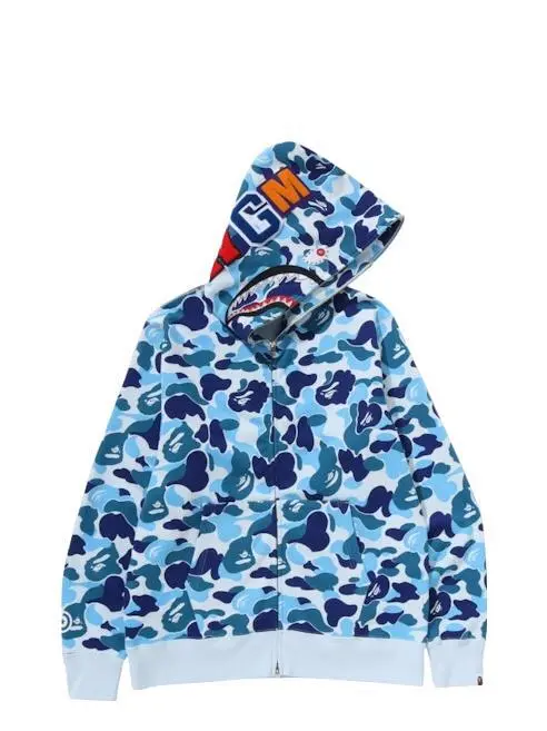 BAPE Abc Camo Crystal Stone Shark Full Zip Hoodie - Blue