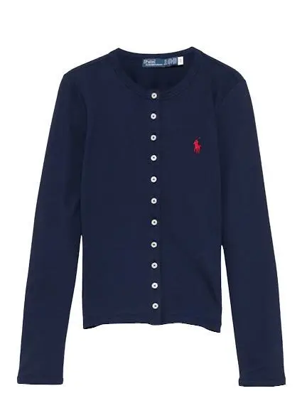 Polo Ralph Lauren Long Sleeve Polo Shirt Cardigan - Newport Navy Blue