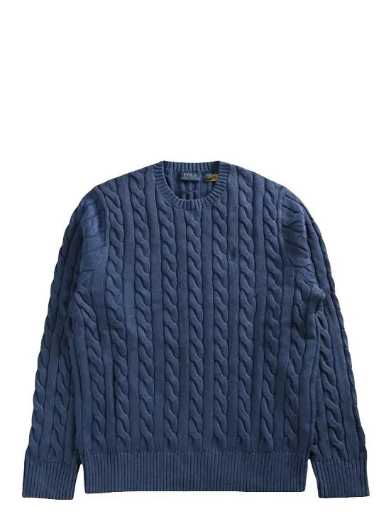 Polo Ralph Lauren Long Sleeve Garment-dyed Cotton Driver Cable Knit Sweater - Navy Gmd