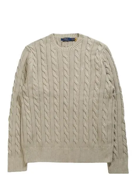 Polo Ralph Lauren Long-sleeve Garment-dyed Cotton Driver Cable Knit Sweater - Natural Gmd