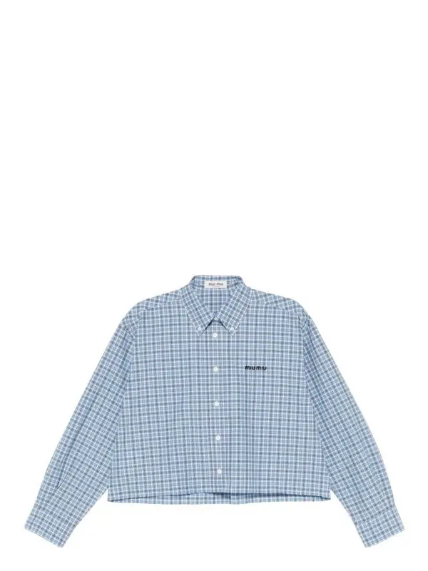 Miu Miu Check Shirt - Celeste/blue
