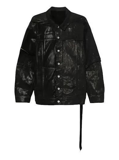 Rick Owens Giacca In Denim Jumbo Worker Jacket - Black