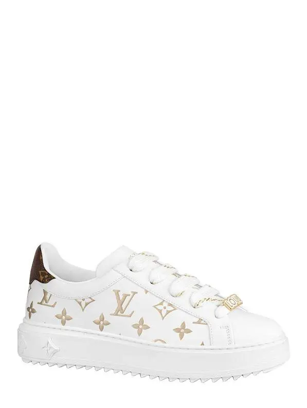 LOUIS VUITTON Time Out Debossed Monogram Sneakers - White/gold