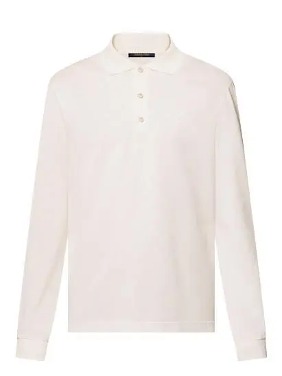 LOUIS VUITTON Damier Signature Longsleeved Polo Shirt - Milky White