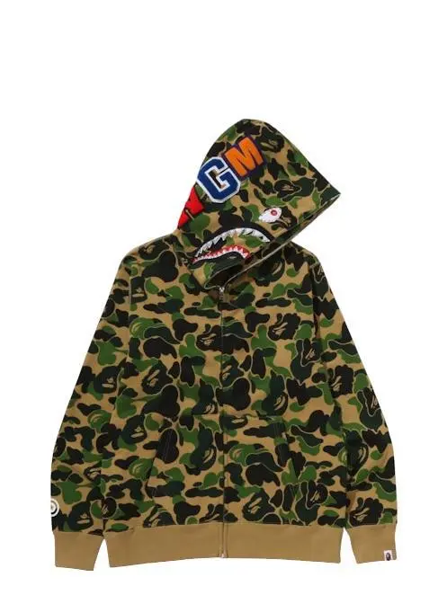 BAPE Abc Camo Crystal Stone Shark Full Zip Hoodie - Green