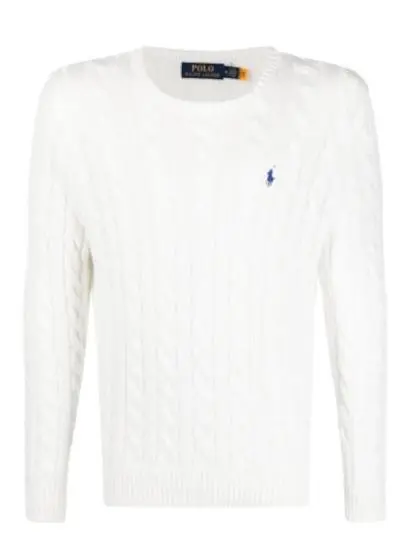 Polo Ralph Lauren Long Sleeve Cable Knit Crewneck - White