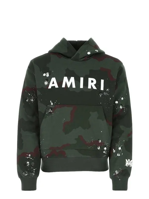 Amiri Logo Camo Hoodie - Green