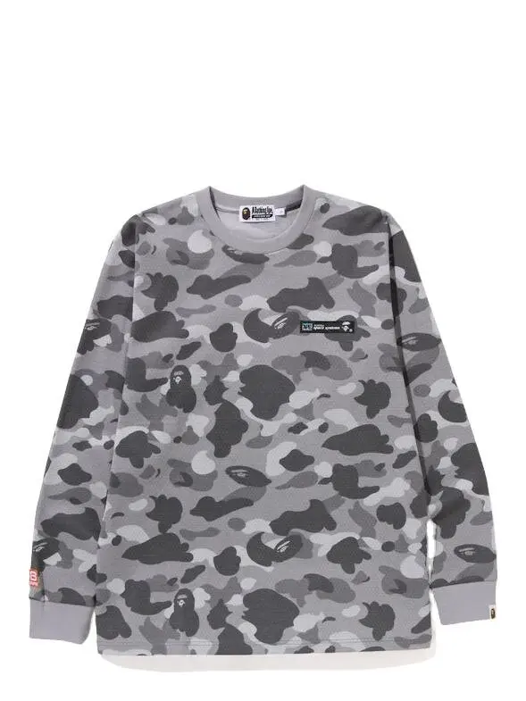 A BATHING APE Honeycomb Camo Long Sleeve Tee Shirt - Grey