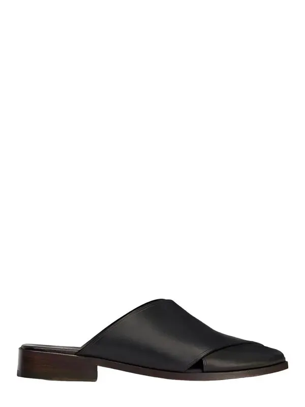 LEMAIRE Cross Leather Slides - Black