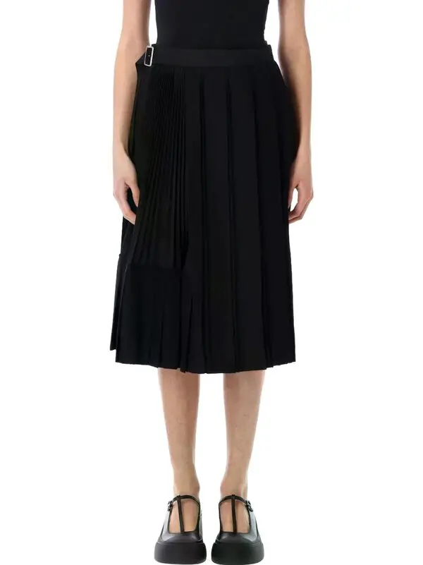 Junya Watanabe Pleated Midi Skirt - Black