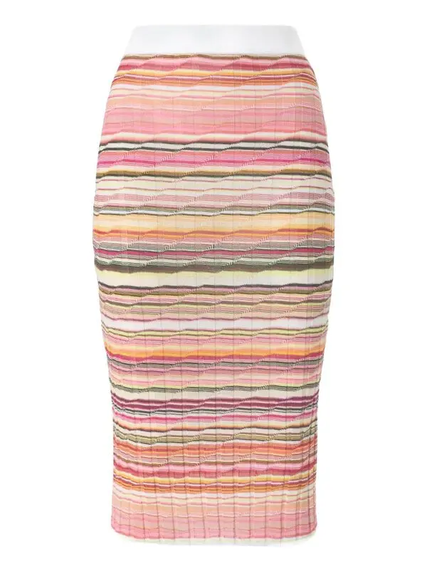 Missoni Striped Ribbed Midi Skirt - Pink