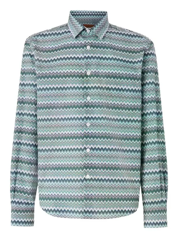 Missoni Zigzag-pattern Cotton Shirt - Green