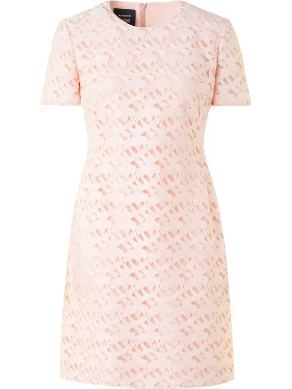 Akris Tulle Techno Geometric Short Dress - Pale Pink