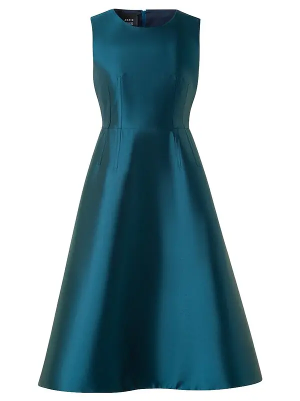 Akris Dupion Silk Sleeveless Cocktail Dress - River Green