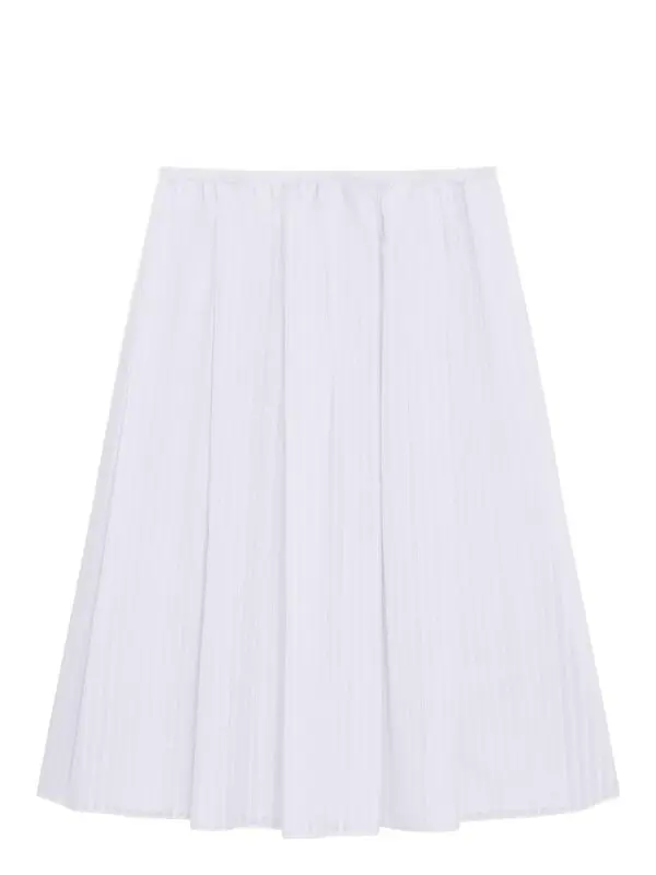 Theory Stripe Pleated Midi Skirt - White