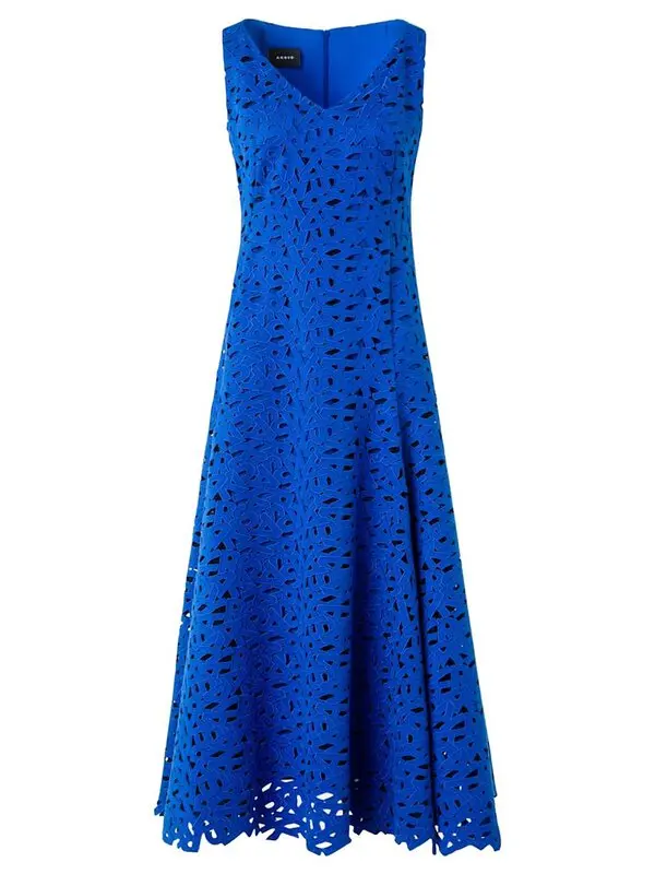 Akris Techno Second-glace Embroidered Midi Dress - Klein Blue