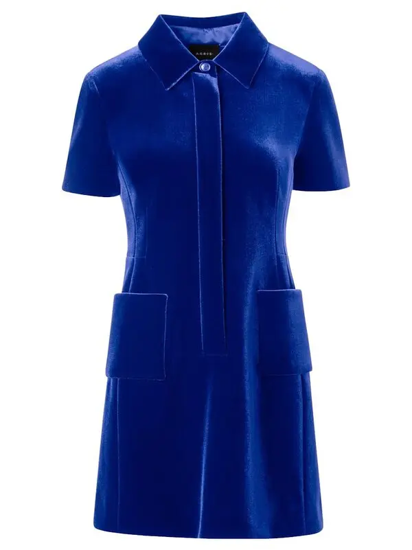 Akris Neoprene Velvet Polo Dress - Klein Blue