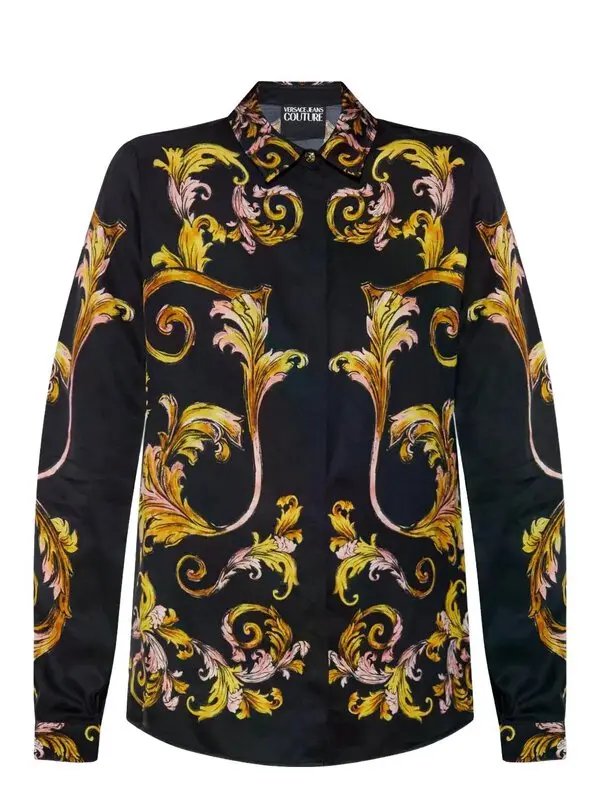 Versace Outline Barocco-print Shirt - Black