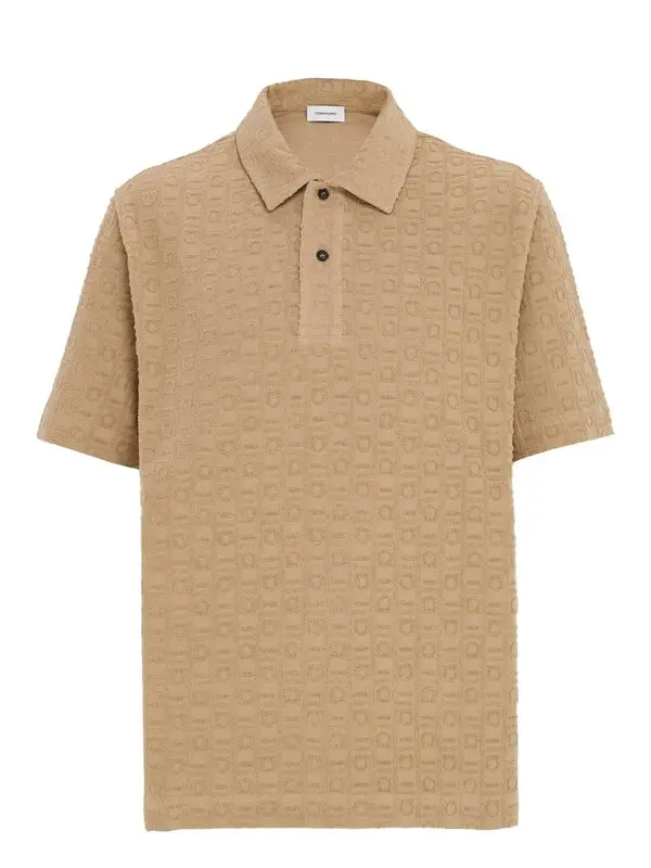 FERRAGAMO Monogram Polo Shirt - Beige