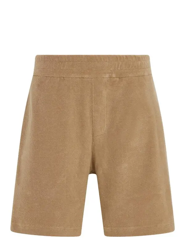 FERRAGAMO Monogram Terry Cotton Shorts - Beige