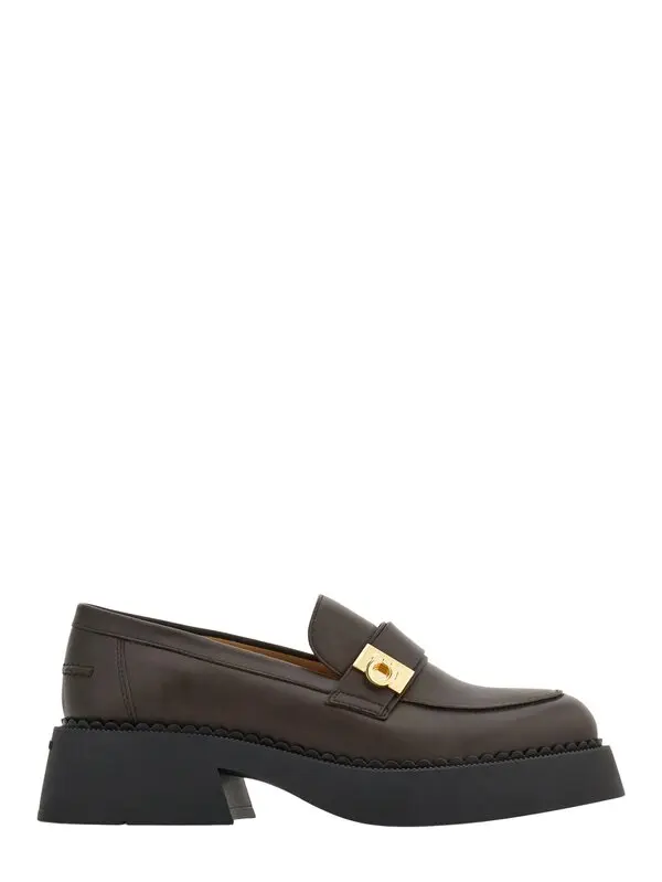 FERRAGAMO Hug Buckle Chunky Loafer - Brown