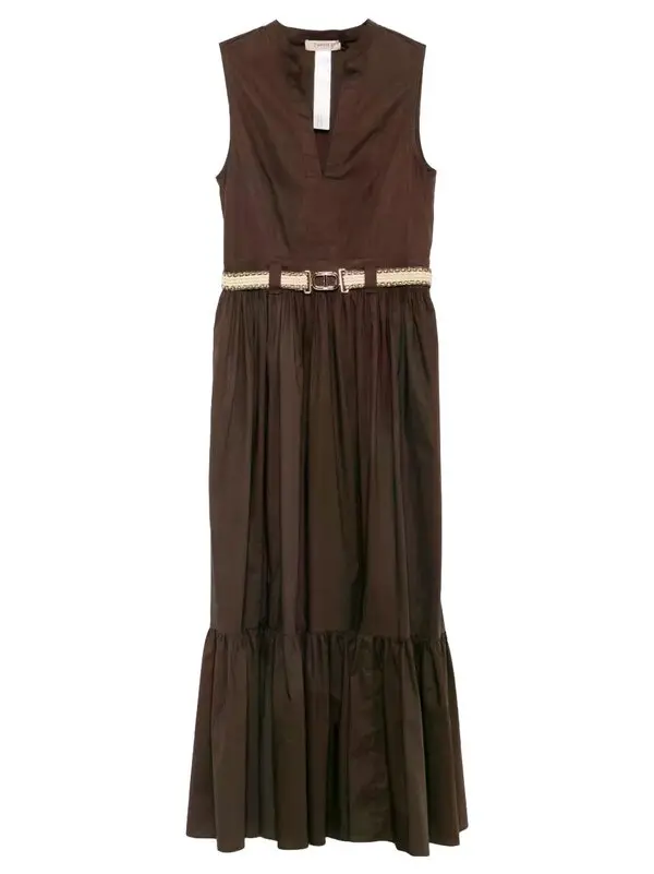 TWINSET Belted Maxi Dress - Brown