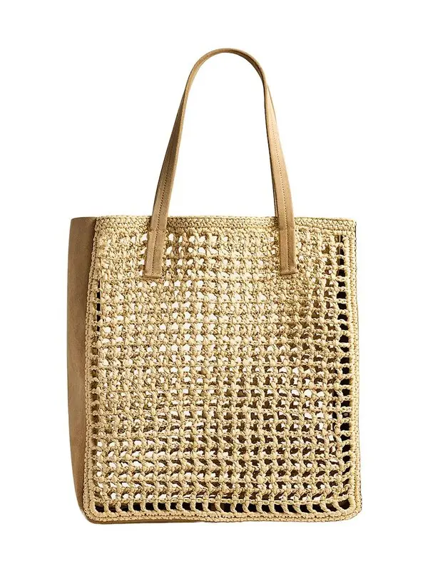 Khaite Zoe Raffia And Suede Tote Bag - Natural Mud