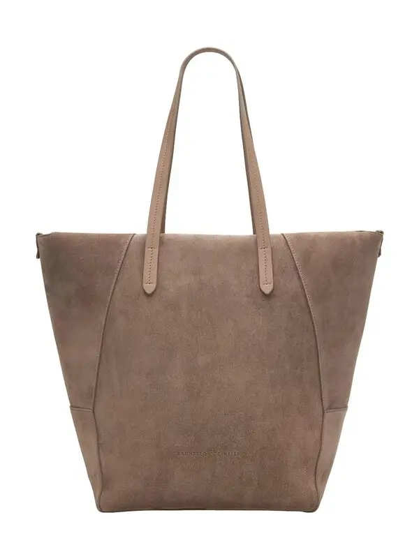 Brunello Cucinelli East-west Suede Tote Bag - Cool Brown