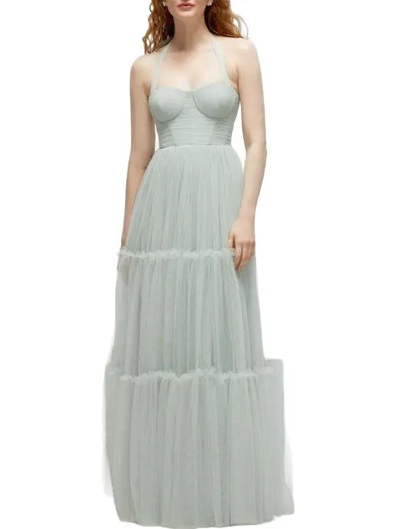 Dessy Collection Tiered Tulle Evening Gown With Convertible Straps - Willow