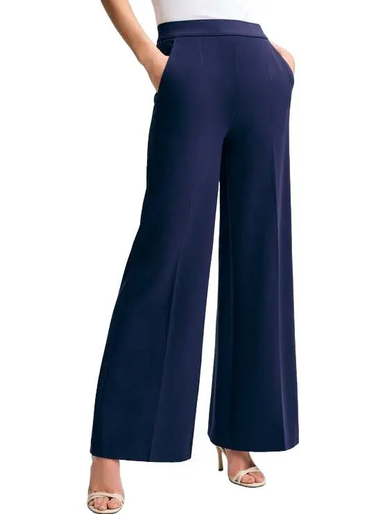 ISAAC MIZRAHI NEW YORK High-waisted Ponte Wide Leg Pants - Navy
