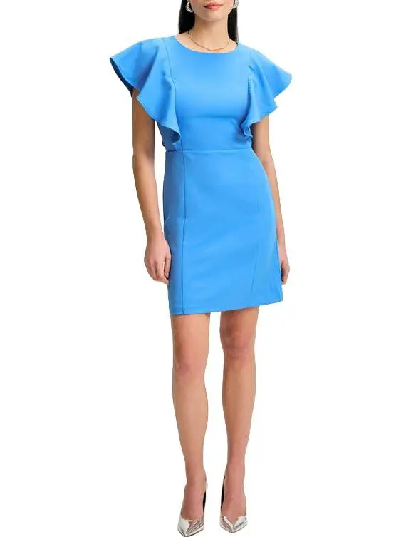 ISAAC MIZRAHI NEW YORK Flutter Sleeve Mini Dress - French Blue