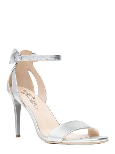 NEROGIARDINI Bow Ankle Strap Sandal - Silver