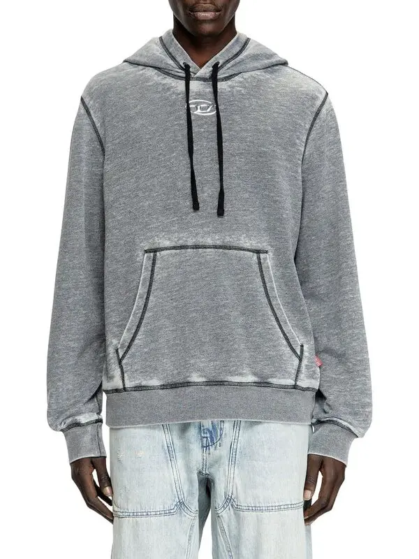DIESEL® S-ginn Burnout Logo Hoodie - Smoke/ Grey