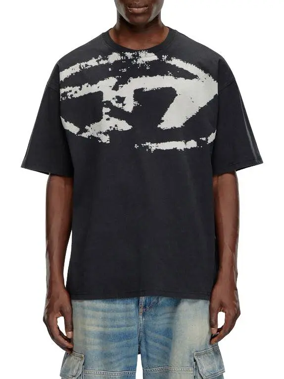 DIESEL® T-boxt-n14 Flocked Logo T-shirt - Black