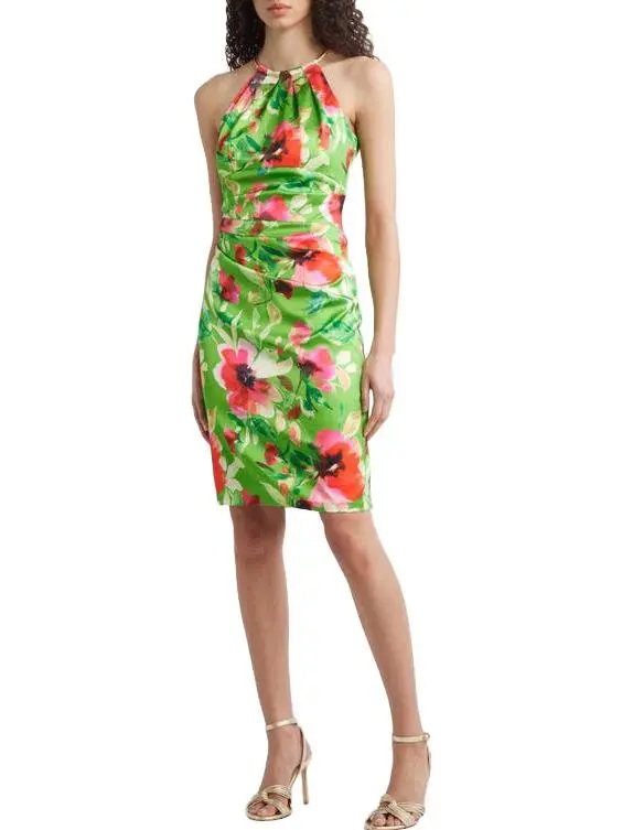Eliza J Floral Print Mini Dress - Green Multi