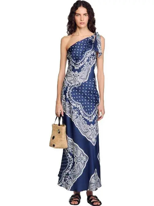 Sandro Bandana-print Maxi Dress - Blu/white
