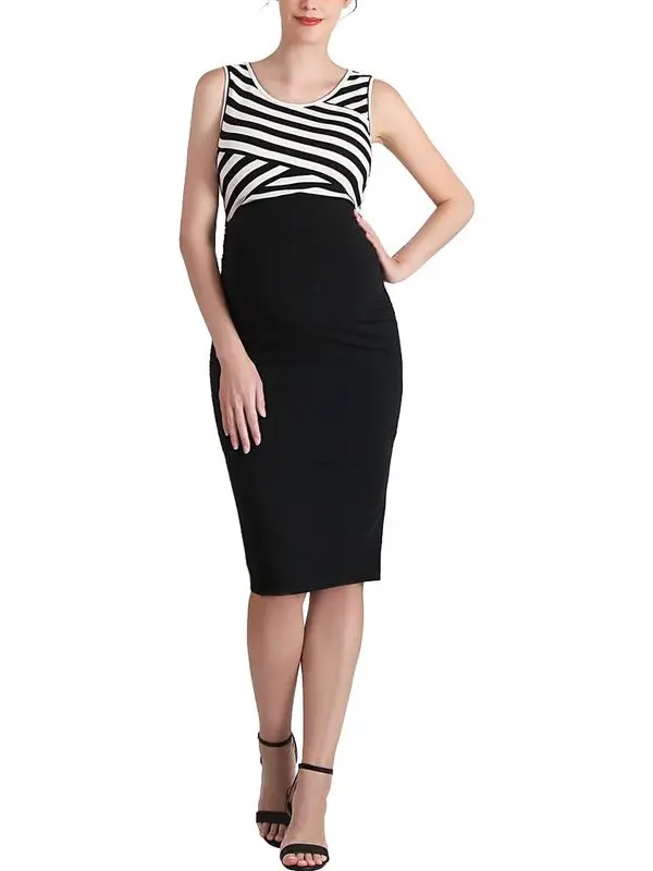 KIMI + KAI Margot Maternity Body-con Midi Dress - Black White