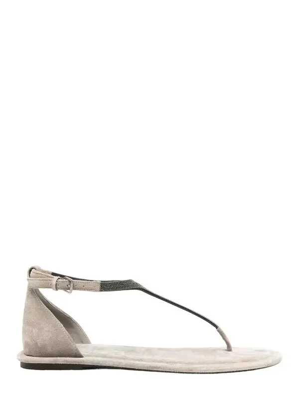 Brunello Cucinelli Monili-chain Thong Sandals - Neutrals