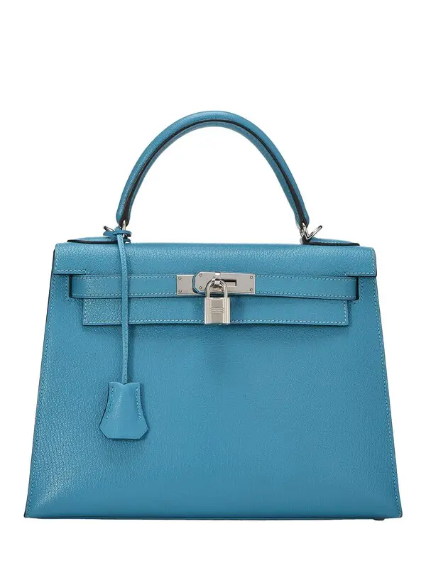 Hermès Turquoise Chevre Kelly Retourne 28cm - Blue