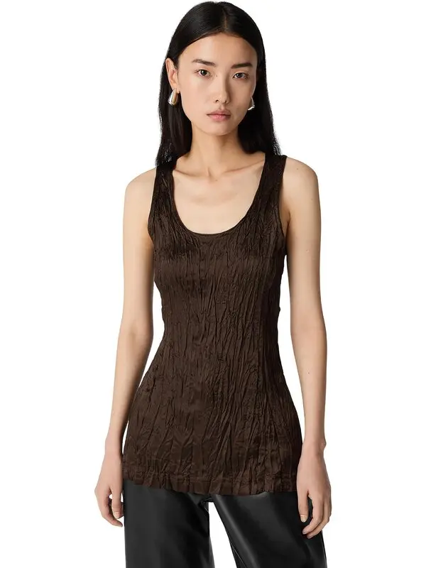 BOTTEGA  VENETA Bottega Veneta Viscose Satin Crushed Tank Top - Ebony