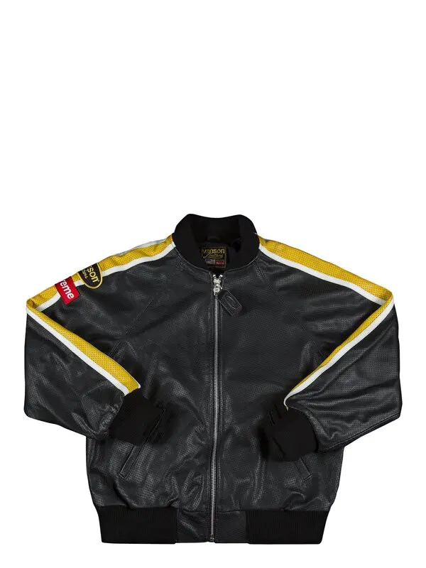 Supreme X Vanson Leathers Perforated Bomber Jacket - Black