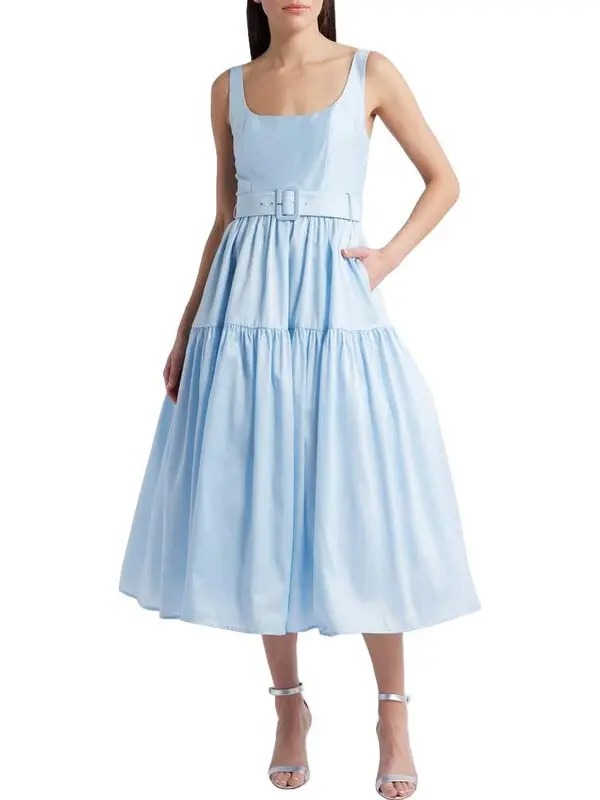 HUTCH Belted Tiered Dress - Sky