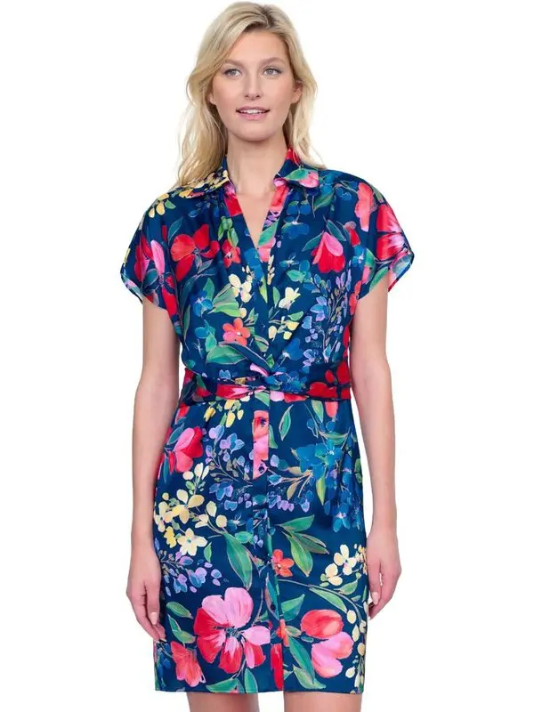 GOTTEX Garden Dream Printed Shirt Dress - Navy Multi