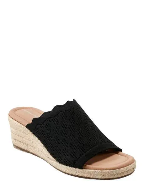 Easy Spirit Shanice Wedge Espadrille Slide Sandal - Black
