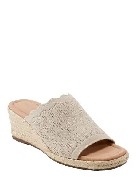 Easy Spirit Shanice Wedge Espadrille Slide Sandal - Light Natural