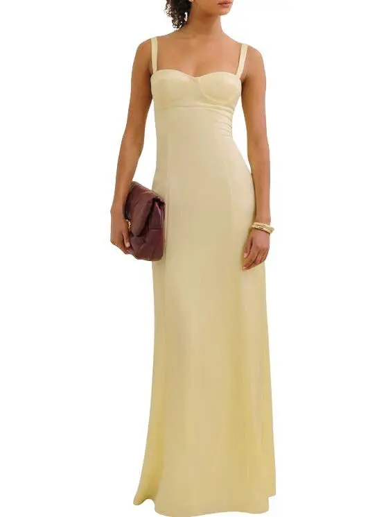 REFORMATION X Devon Lee Carlson Britney Satin Dress - Sunshine